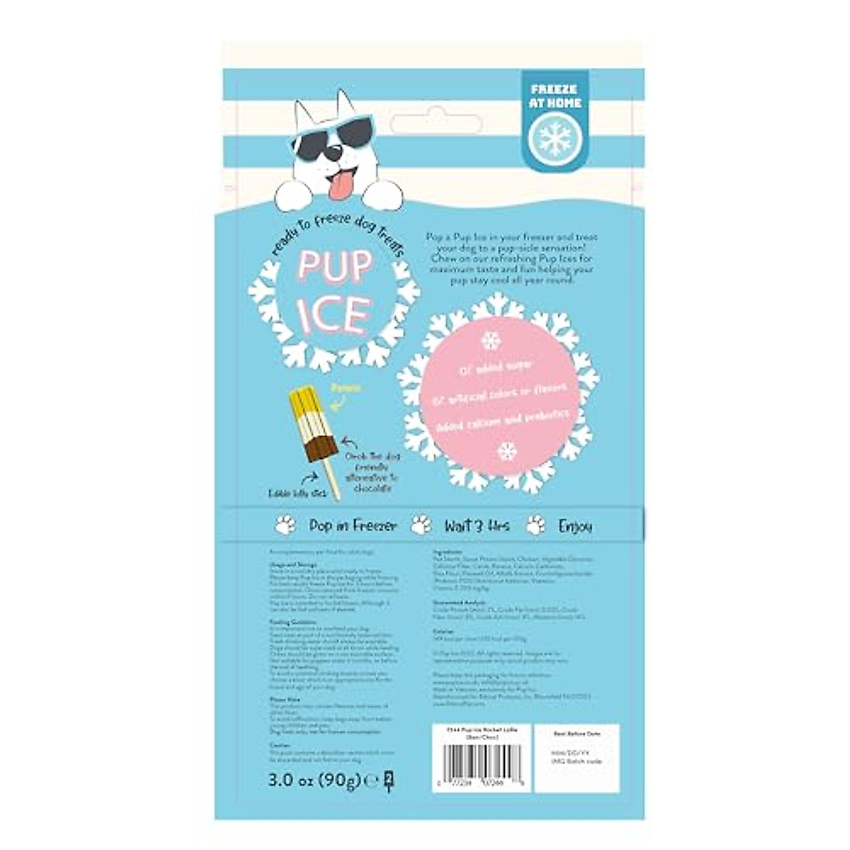 SPOT Pup Ice- Ready to Freeze at Home Dog Treats-Edible Chews for Medium Breed Dogs & Puppies with Real Chicken to Keep Your Pup Cool Year Round, Rocket Lollies Banana and Chocolate Flavor, 2pcs