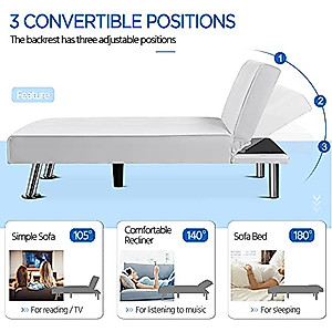 Yaheetech Convertible Sectional Sofa Couch Modern Faux Leather Couch with Chrome Metal Legs L Shaped Sofa Bed with Chaise for Living Room White