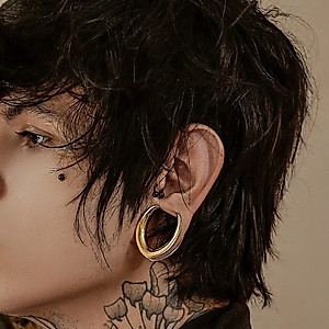 Casvort 2 PCS 8mm (0g) Hypoallergenic 316 Stainless Steel Gold Hot Minimalism Saddle Plugs Ear Gauges Tunnels Piercing Expander Stretchers Fashion Body Jewelry