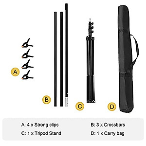 Meking T-Shape Photo Backdrop Stand, 8.56 x 6.56ft PVC Background Photography Support Stand System Kit with Carrying Bag & 4 Spring Clamps