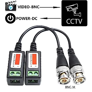 TJMD Video Balun Connectors 8 Pairs Cat5 HD Mini CCTV BNC Passive Video Balun Transceiver Cable for BNC Male Cable via CAT5/5E/6 Twisted Pair Transmitter CCTV Security Camera System