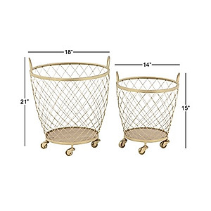 Deco 79 Modern Metal Wedge Storage Cart, Set of 2 15", 21"H, Gold