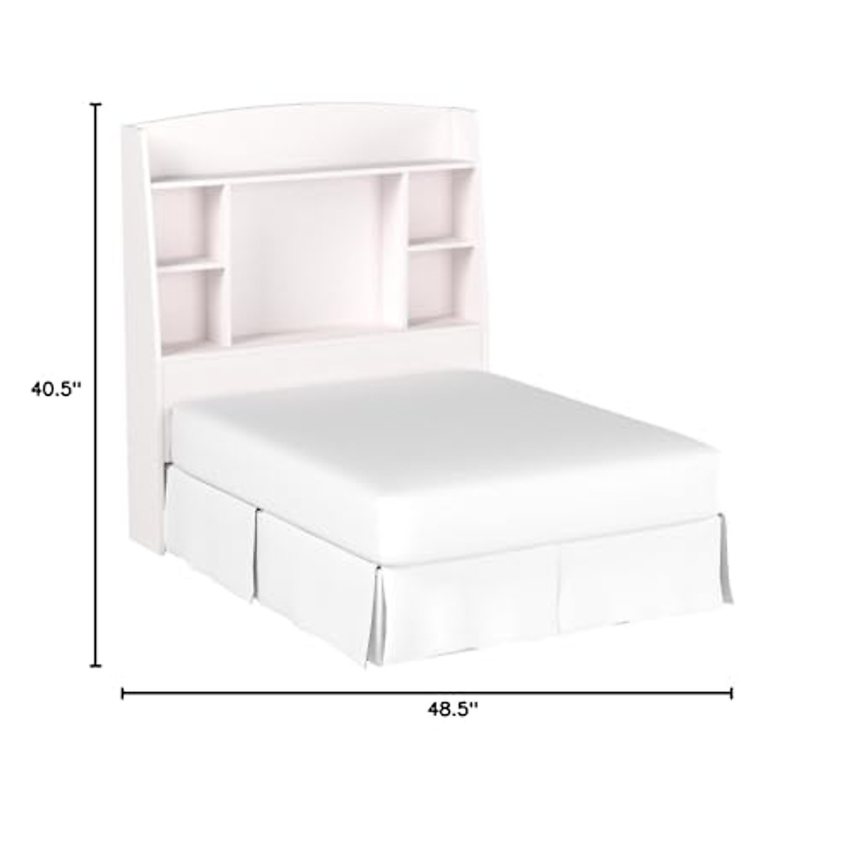 Prepac Astrid Simplistic Twin Headboard with 4 Compartments, Functional Bookcase Headboard for Twin Size Beds 8.75" D x 40.5" W x 48.5" H, White, WHFT-0401-1