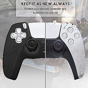 SIKEMAY [2 Pack] PS5 Controller Skin, Anti-Slip Thicken Silicone Protective Cover Case Perfectly Compatible with Playstation 5 Dualsense Controller Grip with 8 x Thumb Grip Caps