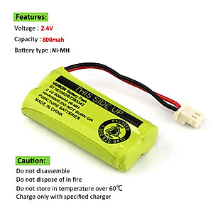 VANBOW BT183342/BT283342 2.4V 800mAh Ni-MH Battery Pack, Compatible with AT&T VTech Cordless Phone Batteries BT166342/BT266342 BT162342/BT262342 CS6709 CS6609 CS6509 CS6409 EL52100 EL50003 (Pack 2)