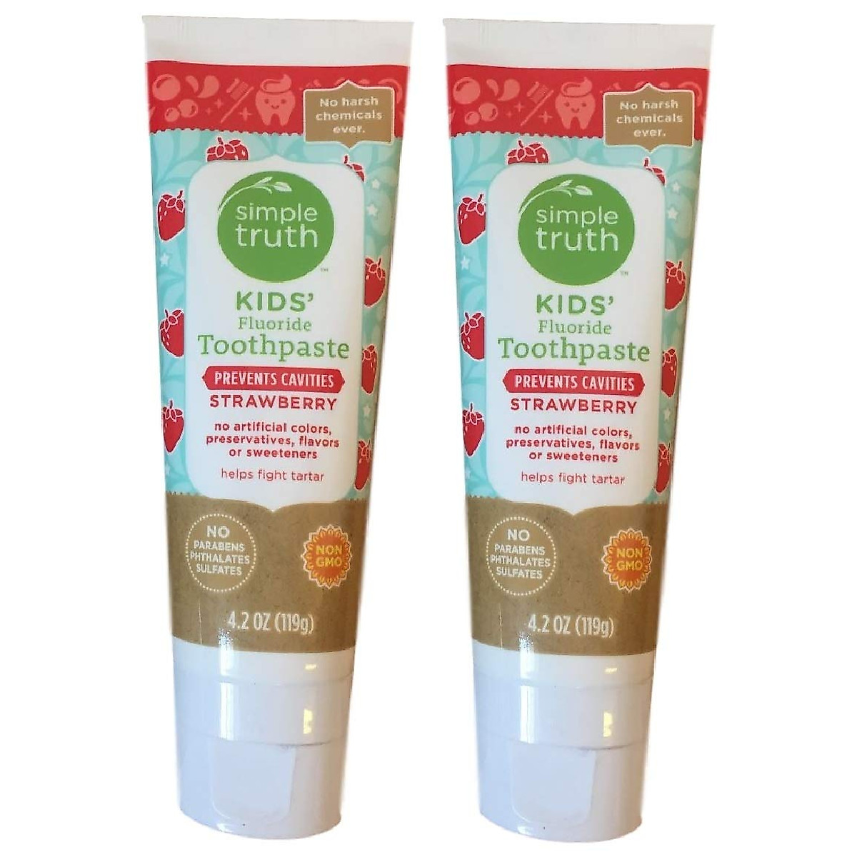 Simple Truth Kids' Strawberry Fluoride Toothpaste 4.2 oz (Pack of 2)