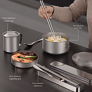 Pure Titanium Cutlery Set Chopsticks Fork Spoon Table Knife Portable Reusable Travel Tool Set (3)