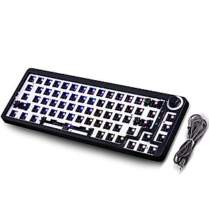 GK68 RGB Hot-Swappable Programmable Junction Box Can Be Replaced with Switch DIY Mechanical Keyboard Kit, Support AKKO, Cherry MX, Gateron, Kailh Mechanical Switch (Black)