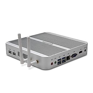 KINGDEL Fanless Mini Desktop Computer, Mini PC with Intel i5 CPU, 16GB RAM, 256GB SSD, HD Port, VGA, 4xUSB 3.0, Metal Case, W-11 Pro