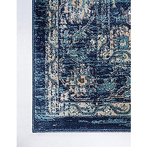 Unique Loom Oslo Collection Traditional Botanical Navy Blue Area Rug (6' x 9')