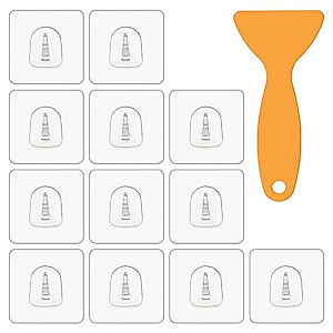 Sibba 12Pcs Adhesive Utility Hooks Wall Heavy Duty Large Hooks Self Sticky Hook Clear Strips Hooks Hanging Utility Hooks Home Storage Hook for The Drill Avoid Sticky Strips Fit Home, Bath, Kitchen