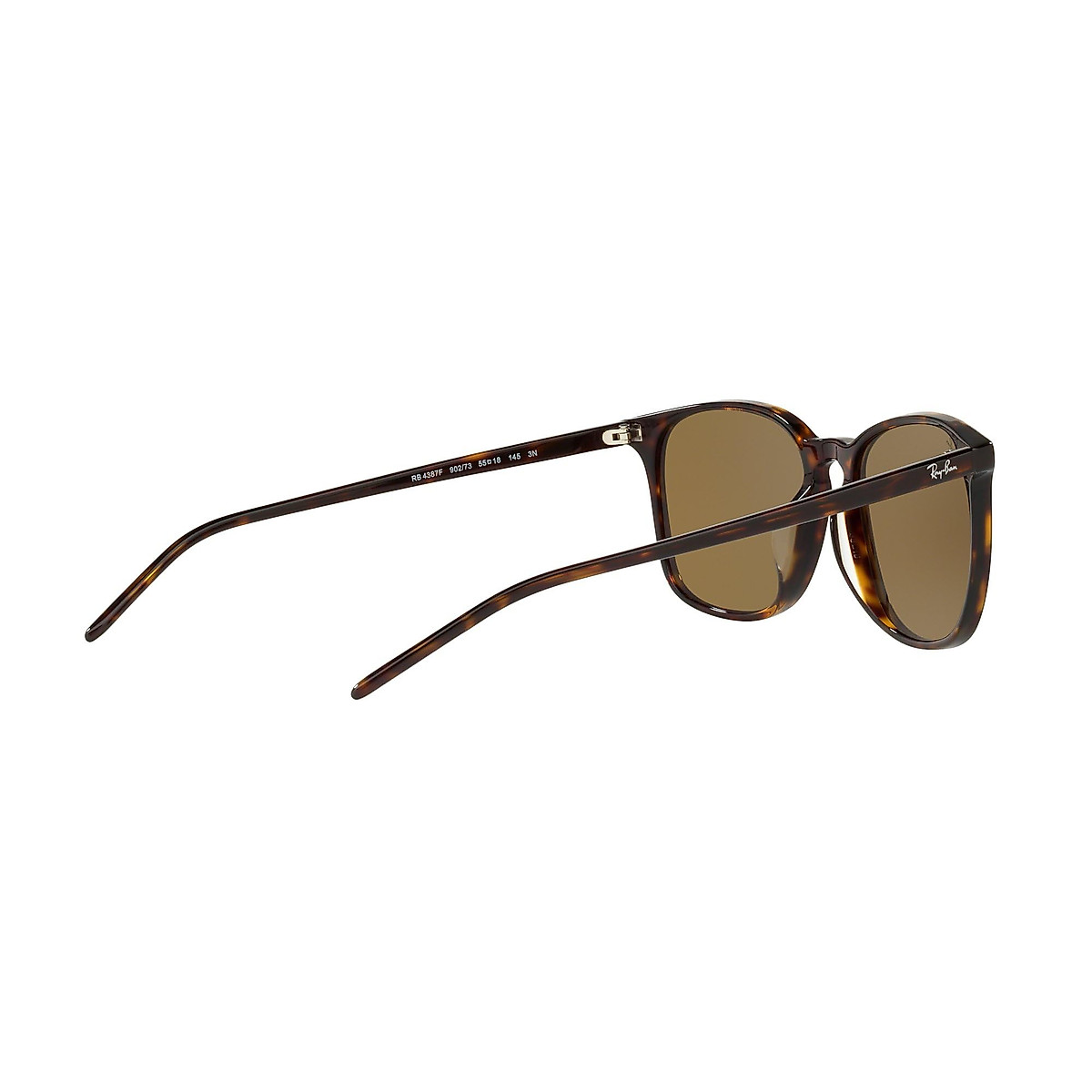 Ray-Ban RB4387F Low Bridge Fit Square Sunglasses, Tortoise/Dark Brown, 55 mm