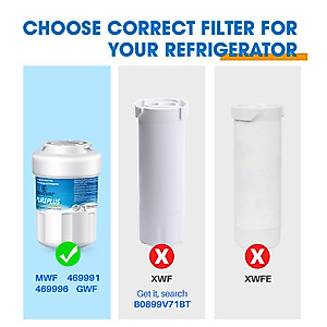 PUREPLUS Water Filter Replacement for MWF, GE SmartWater, HDX FMG-1, MWFP, MWFA, PL-100, WFC1201, RWF0600A, PC75009, RWF1060, 197D6321P006, GSE25GSHECSS, Kenmore 469991 Refrigerator Cartridges, 3Pack
