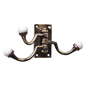 IndianShelf Decorative Swivel Wall Hooks Iron Ceramic Antique Foldable Coat Hooks for Hanging 3 Prong Folding Vintage Towel Holder Tri Arm Robe Hook Unique Hat Purse Hanger