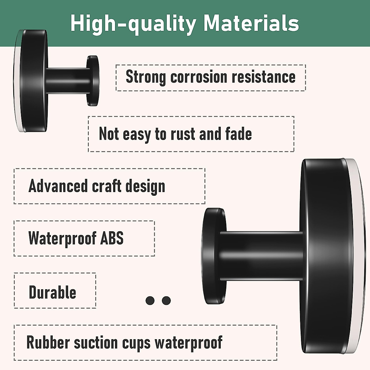 B BENEHORTI Suction Cup Hooks for Shower, Multifunctional Towel Hooks, Matte Black Plished Easy to Install Super Suction for Kitchen Bathroom Restroom, 2 Pack