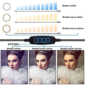 Selfie Ring Light, LED Light Ring with Stand, Circle Light for Makeup/Live Stream, Desktop Camera LED Ringlight with Tripod and Phone Holder Ring Lights for Photography/YouTube/Video Recording/Vlogs