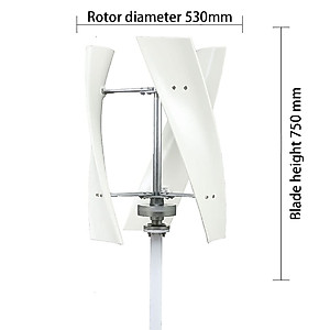 12V 24V 48V 5000W Wind Turbine Generator,White Vertical Axis Turbine Generator with Charger Controller for Outdoor Gardens(3 Blades),48v