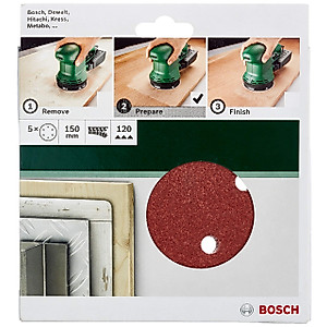 Bosch 2609256A32 Sanding Sheet Set for Random Orbit Sanders (5-Piece)