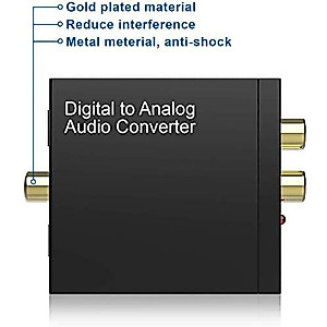 DAC 192KHz Digital to Analog Audio Converter, Optical to RCA Adapter with Optical Coaxial Cable, Toslink Optical to 3.5mm Adapter for PS4 HD DVD Home Cinema Systems