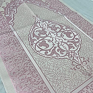 Luxemin Pink Color Luxurious Sheen, Soft and Velvety Muslim Prayer Rug | Janamaz | Sajadah | Soft Islamic Prayer Rug | Islamic Gifts Collection Prayer Carpet Mat, Taffeta Fabric