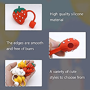 YEJAHY 6Pcs Silicone Straw Cover, Dust-Proof Straw Plugs, Reusable Drinking Dust Caps, Cute Straw Covers Protector, Drinking Straw Tips Lids (Flower)