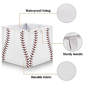 Softball Baseball Storage Basket Storage Bin Rectangular Collapsible Nursery Hamper Cute Bin Organizer for Laundry Room Balcony