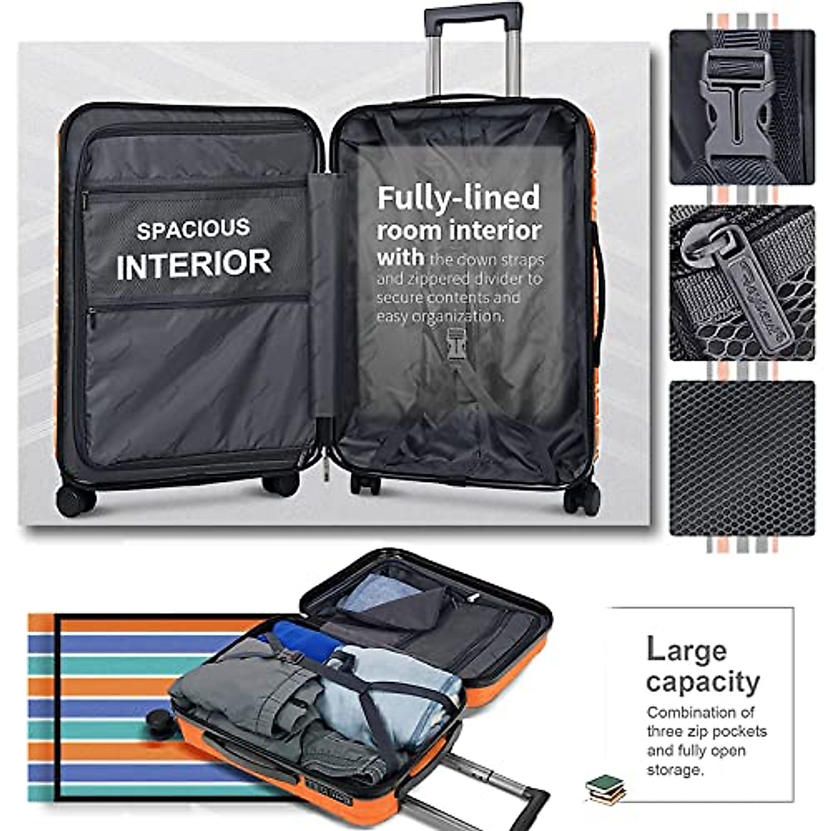 Feybaul Luggage Set 2PCS Suitcase PC+ABS Carry On Luggage with Spinner Wheel