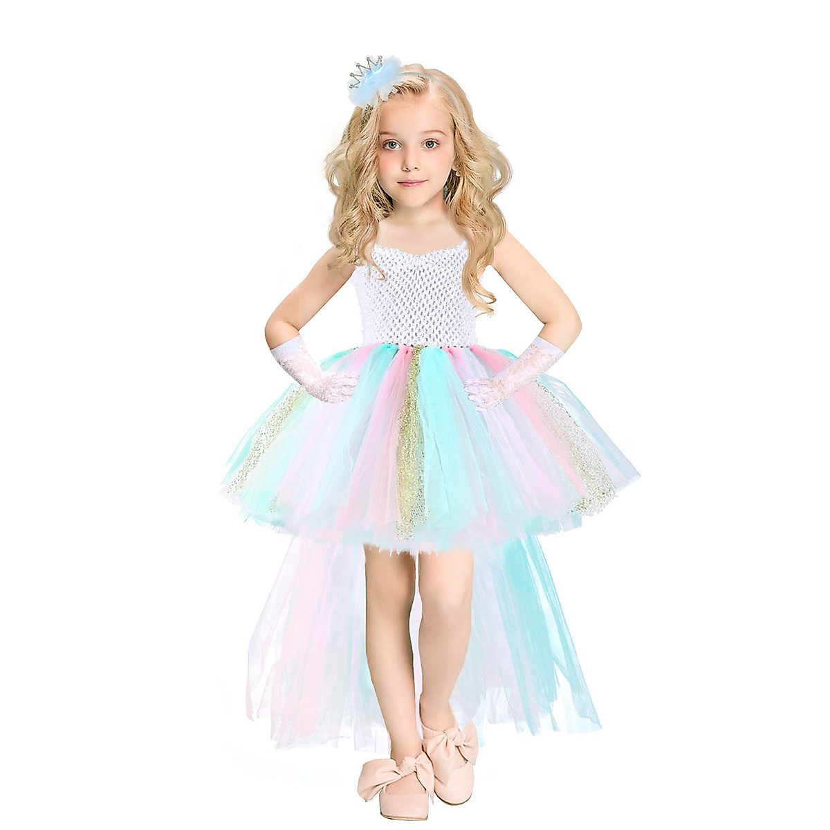Girls Tutu Dress Toddler Handmade Rainbow Tulle Party Dresses for Birthday Outfit,Photography Prop,Christmas(7-8 Years)