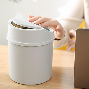 Desk Trash Can with Lid, Pop Up Countertop Wastebasket Small Garbage Can, Tiny Countertop Waste Basket Small Table Top Covered Garbage Bin for Desk Top