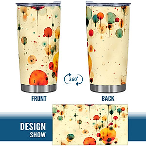 QWEUIOP 20oz Insulated Travel Coffee Mug Vintage Hand Drawn Polka Dots Stainless Steel Tumbler with Lid Double Wall Vacuum Coffee Cup For Hot and Cold Drinks14265