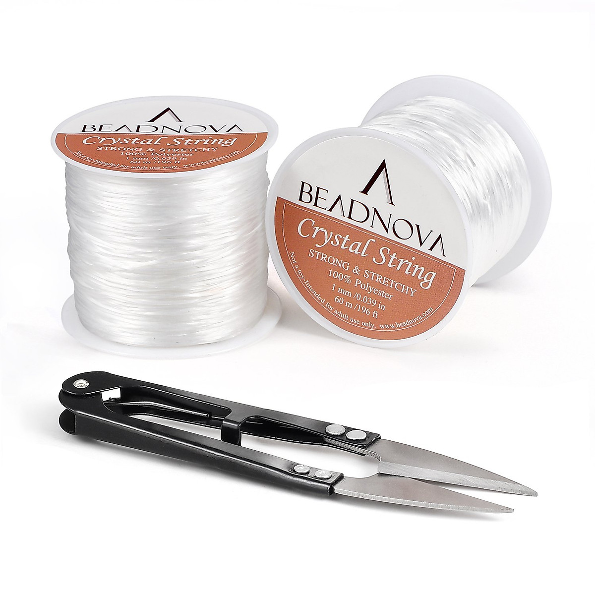 BEADNOVA 1mm Elastic Stretch Crystal String Cord for Jewelry Making Bracelet Beading Thread 60m/roll (Clear White)