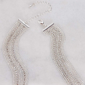 Humble Chic Rhinestone Necklace for Women - 925 Sterling Silver Plated Long Layered Necklaces for Women, Sparkly Fashion Simulated Diamond Chain, Trendy Statement Jewelry, Long Layered - Silver