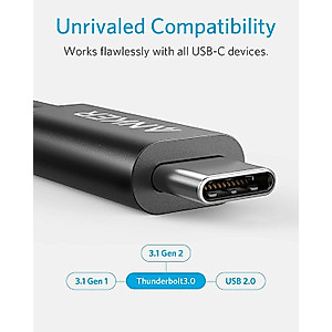Anker Thunderbolt 3.0 Cable 1.6 ft Supports 100W Charging / 40Gbps Data Transfer & Anker USB C Hub, PowerExpand 8-in-1 USB C Adapter, with 100W Power Delivery, 4K 60Hz HDMI Port, 10Gbps USB C and 2 US