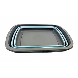 SAMMART 10L (2.6 Gallon) Collapsible Tub-Foldable Dish Tub-Portable Washing Basin-Space Saving Plastic Washtub (Grey/Sea Angel)