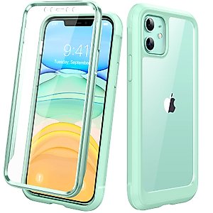 Diaclara Compatible with iPhone 11 Case, Full Body Rugged Case with Built-in Touch Sensitive Anti-Scratch Screen Protector, Soft TPU Bumper Case Clear Compatible with iPhone 11 6.1" (Pistachio Green)