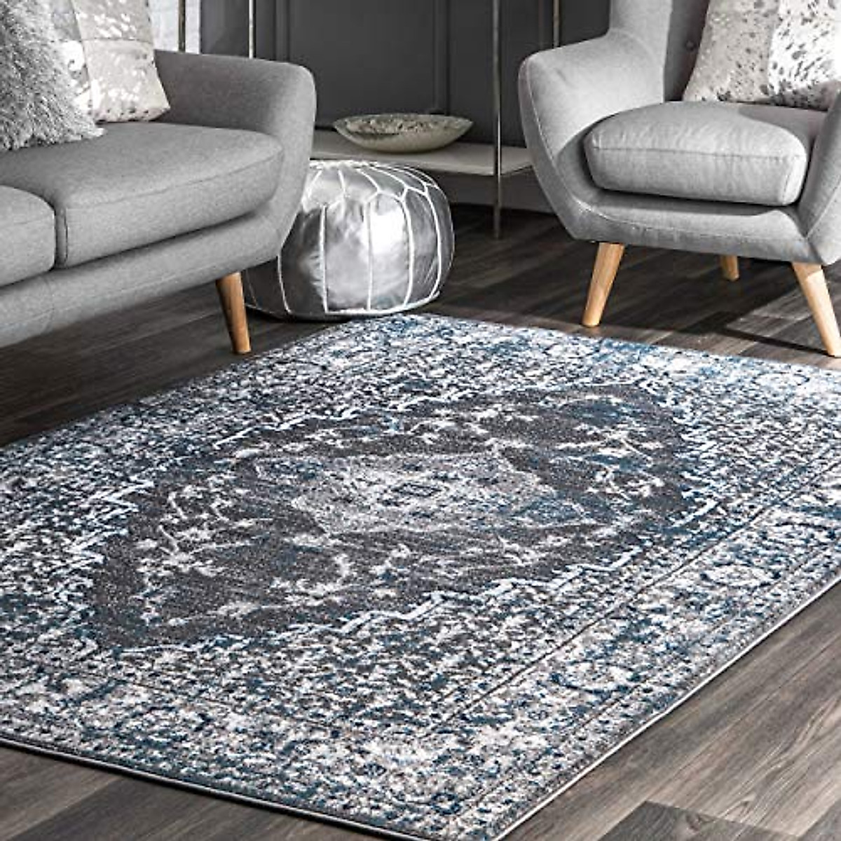 nuLOOM Transitional Medallion Lucille Area Rug, 5x8, Grey