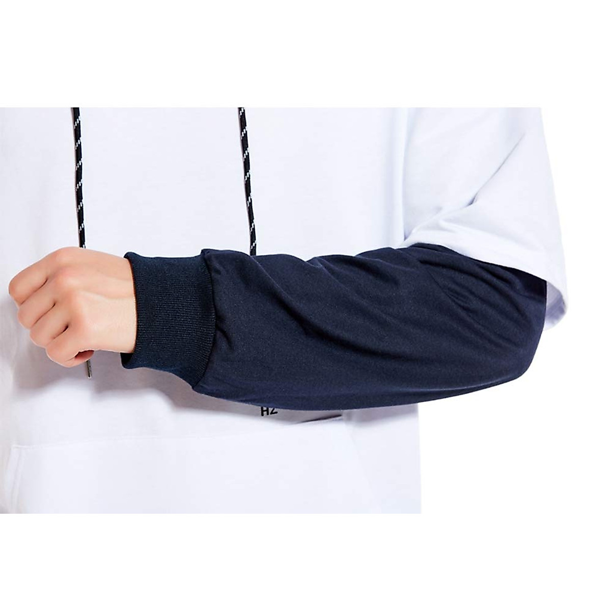 GURUNVANI Contrast Color Pullover Hoodie Mens Patchwork Hoodies Men White