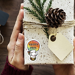 Muminglong 1.5 Inch Happy Mail Cat Sticker,Mail Sticker,Mail Carrier Sticker, Small Business, Handmade Sticker,Packaging Sticker, 500 PCS