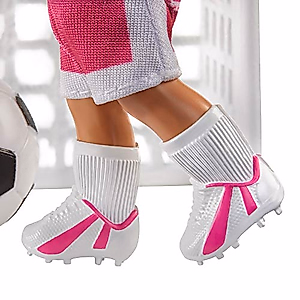 Barbie Soccer Coach Playset with Brunette Soccer Coach Doll, Student Doll and Accessories: Soccer Ball, Clipboard, Goal Net, Cones, Bench and More for Ages 3 and Up, Multi