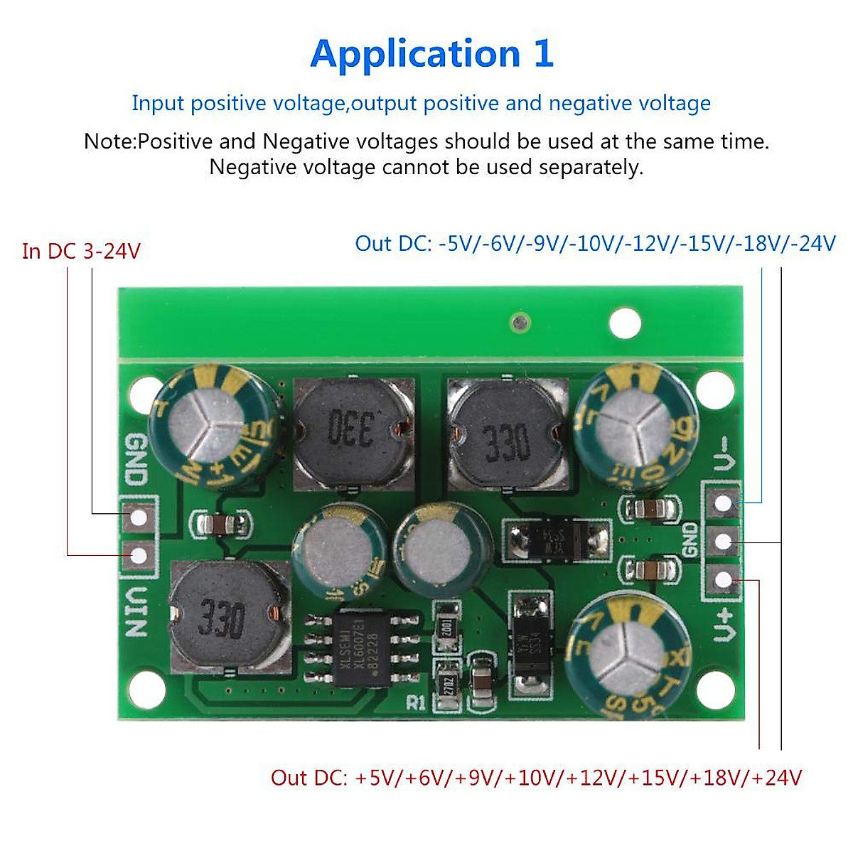 DC-DC Boost Voltage Converter Positive Negative Output Module Power Regulator Volts Transformer Board Output Voltage ±12VDC
