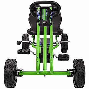 509 Crew Rocket Pedal Go Kart - Green | Pedal Car | Ride On Toys for Boys & Girls with Ergonomic Adjustable Seat & Sharp Handling, Ages 4+ (U918005), Large