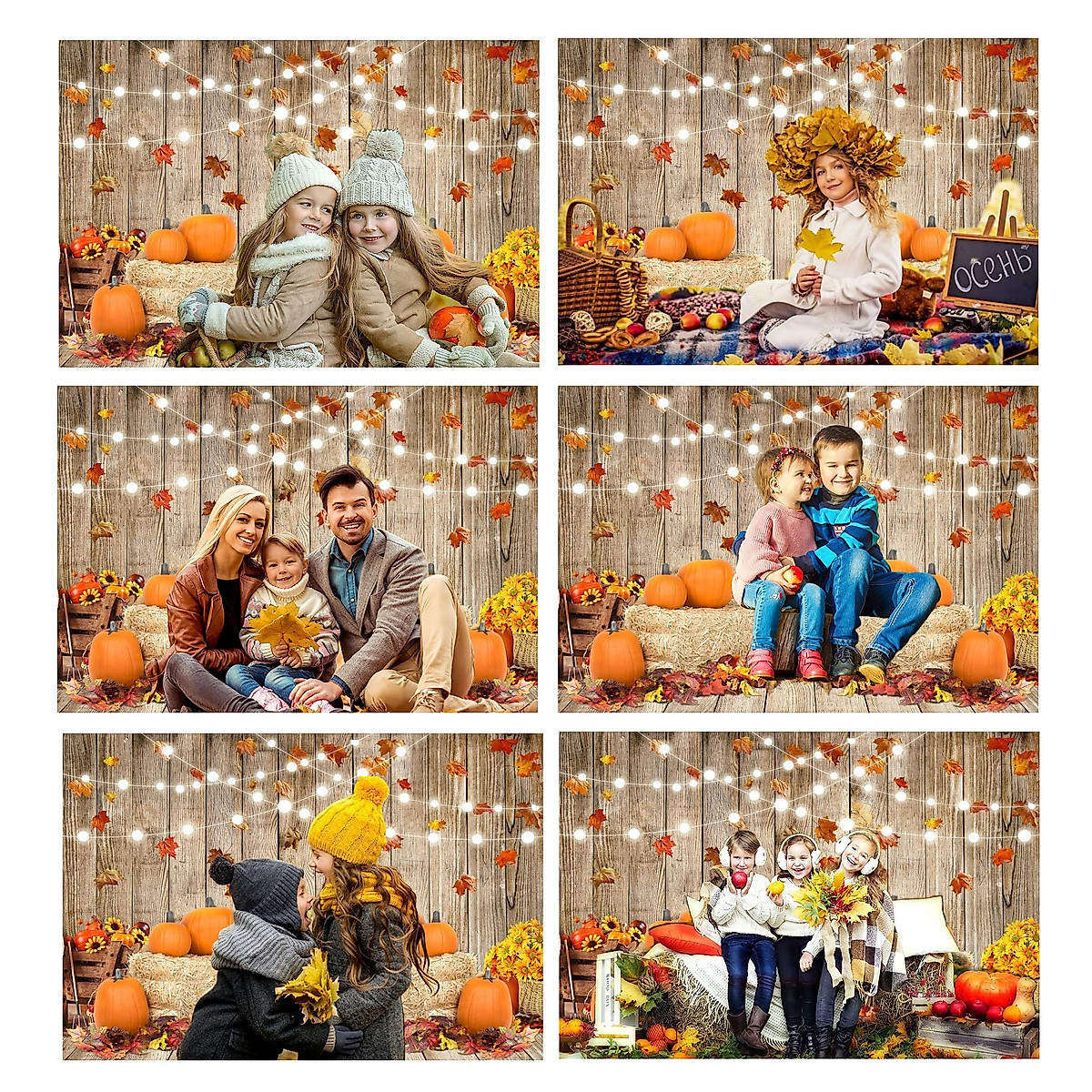 Leowefowa 7x5ft Fall Thanksgiving Halloween Photo Backdrop Fall Backdrops for Photography Autumn Pumpkin Harvest Barn Background Friendsgiving Party Supplies Farm Harvest Banner Decor Photo Booth Prop