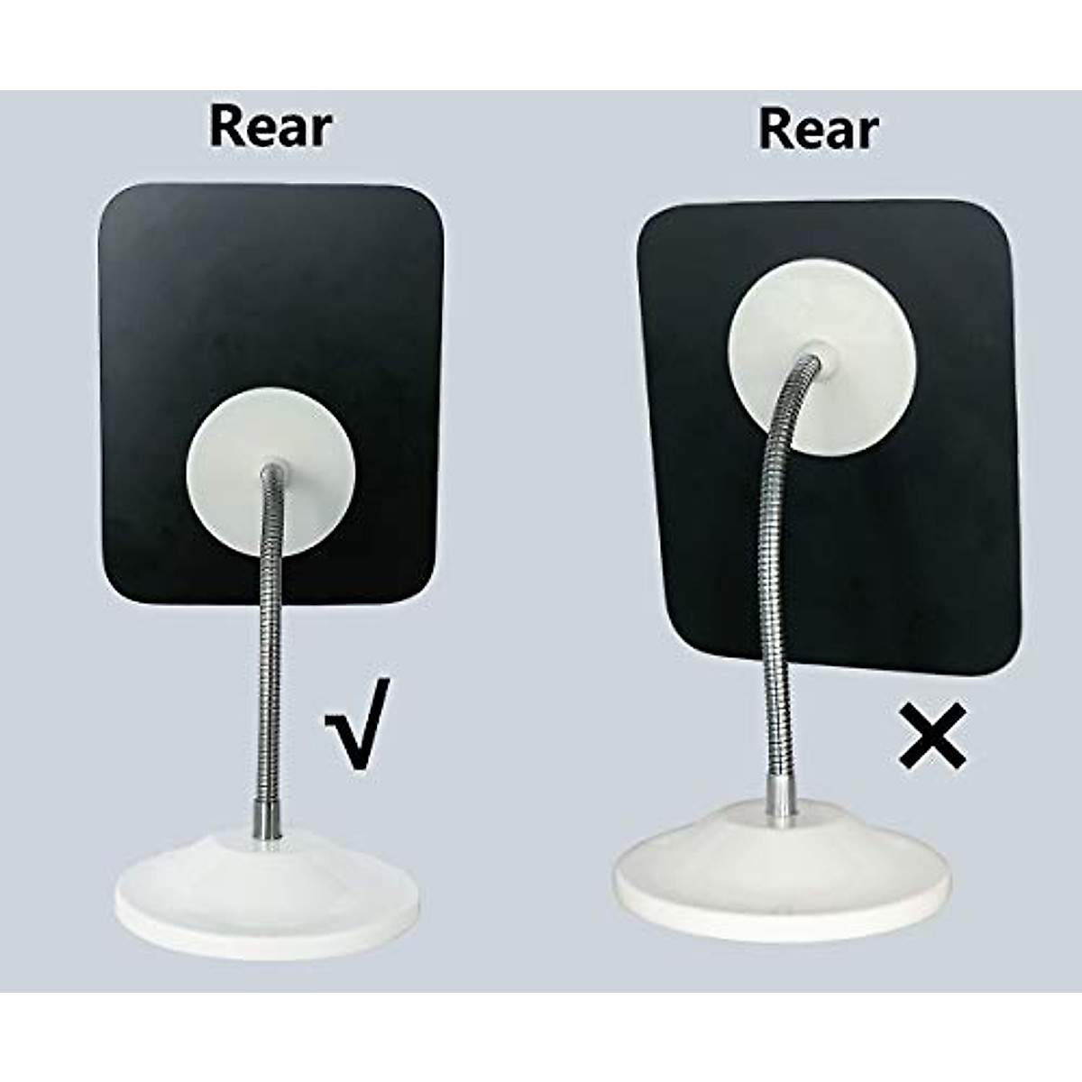 YEAKE Adjustable Flexible Gooseneck Makeup Mirror,360°Rotation Folding Portable Desk Vanity Mirror with Stand Shower Shaving Cosmetic Mirror Square