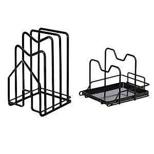 SUNFCON Cutting Board Rack Chopping Board Organizer and Pot Pan Lids Holder Spoon Rest Holder Black