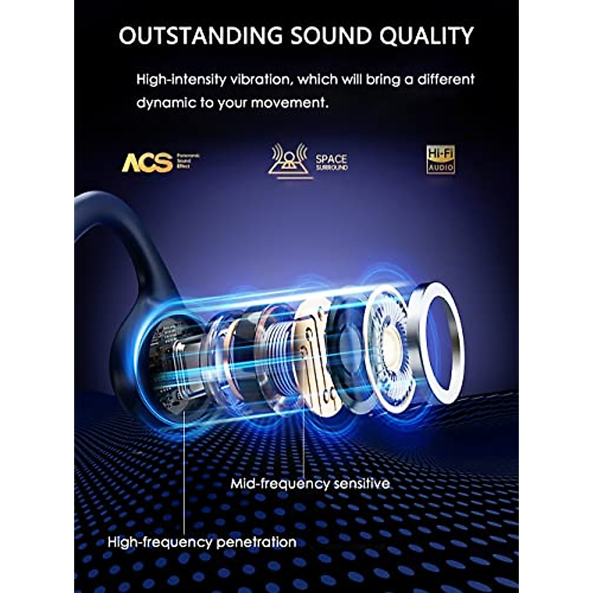 Gorbiller Bone Conduction Headphones,Open Ear Bluetooth Wireless Headphones with Microphone,Noise Canceling Sweatproof Ultralight Workout Headphones for Running,Working,Cycling,Driving,Gym (Black)