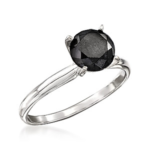 Ross-Simons 1.00 Carat Black Diamond Solitaire Ring in 14kt White Gold. Size 7