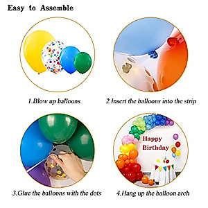 RUBFAC Rainbow Balloons Garland Arch Kit, 129pcs 12 Assorted Color Balloons Colorful Party Balloons for Birthday Party Baby Shower Decoration
