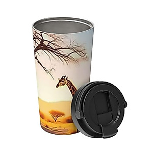 WANGXUEE Africa Giraffe Majestic Tree Print 500ml Stainless Steel Travel Tumbler Double Wall Vacuum Insulated Coffee Mug