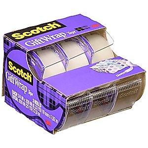 Scotch Gift Wrap Tape 0.75 x 300, 3 Pack