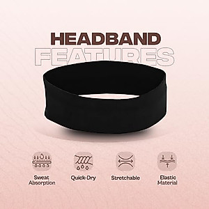 Stretchy Headbands - Yoga Headband - Sports Headbands - 2-Inch Wide Black Headband - 20 Pack Cotton Headbands by CoverYourHair